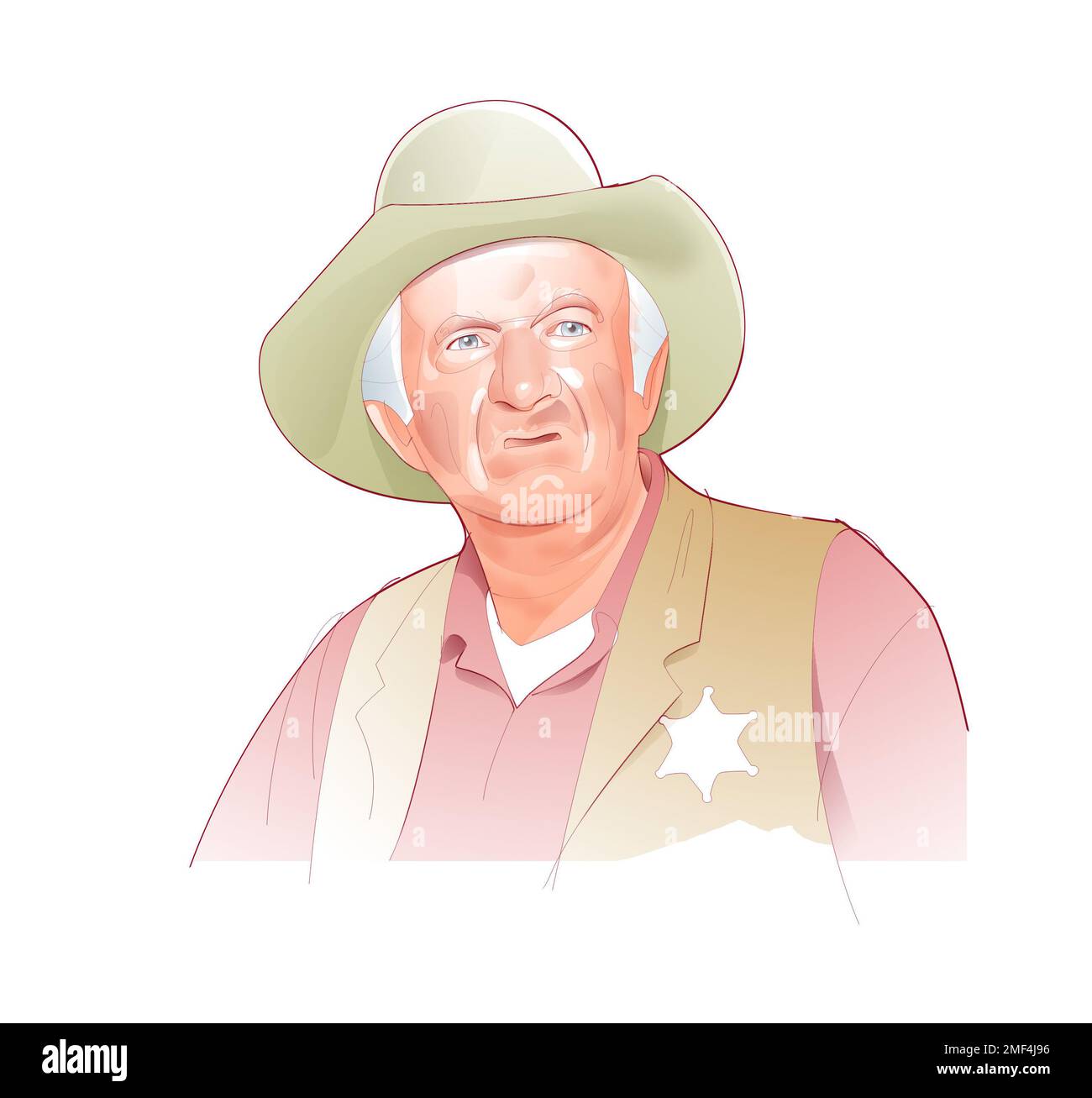 Digital illustration of the actor Walter Brennan. American classic ...