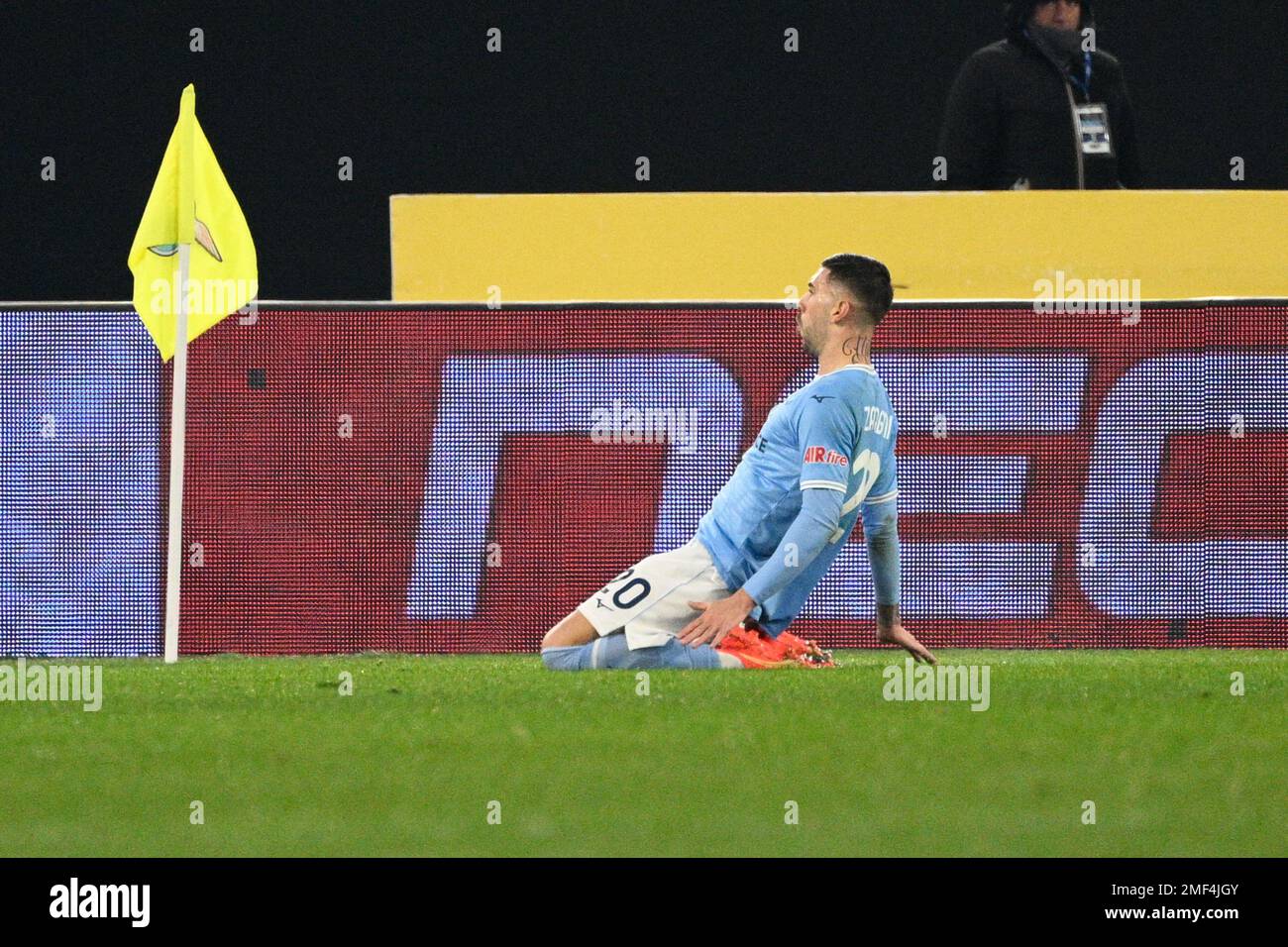 Mattia Zaccagni (SS Lazio) celebrates after scoring the goal 2-0 during ... Mattia Zaccagni (SS Lazio) celebrates after scoring the goal 2-0 during ...