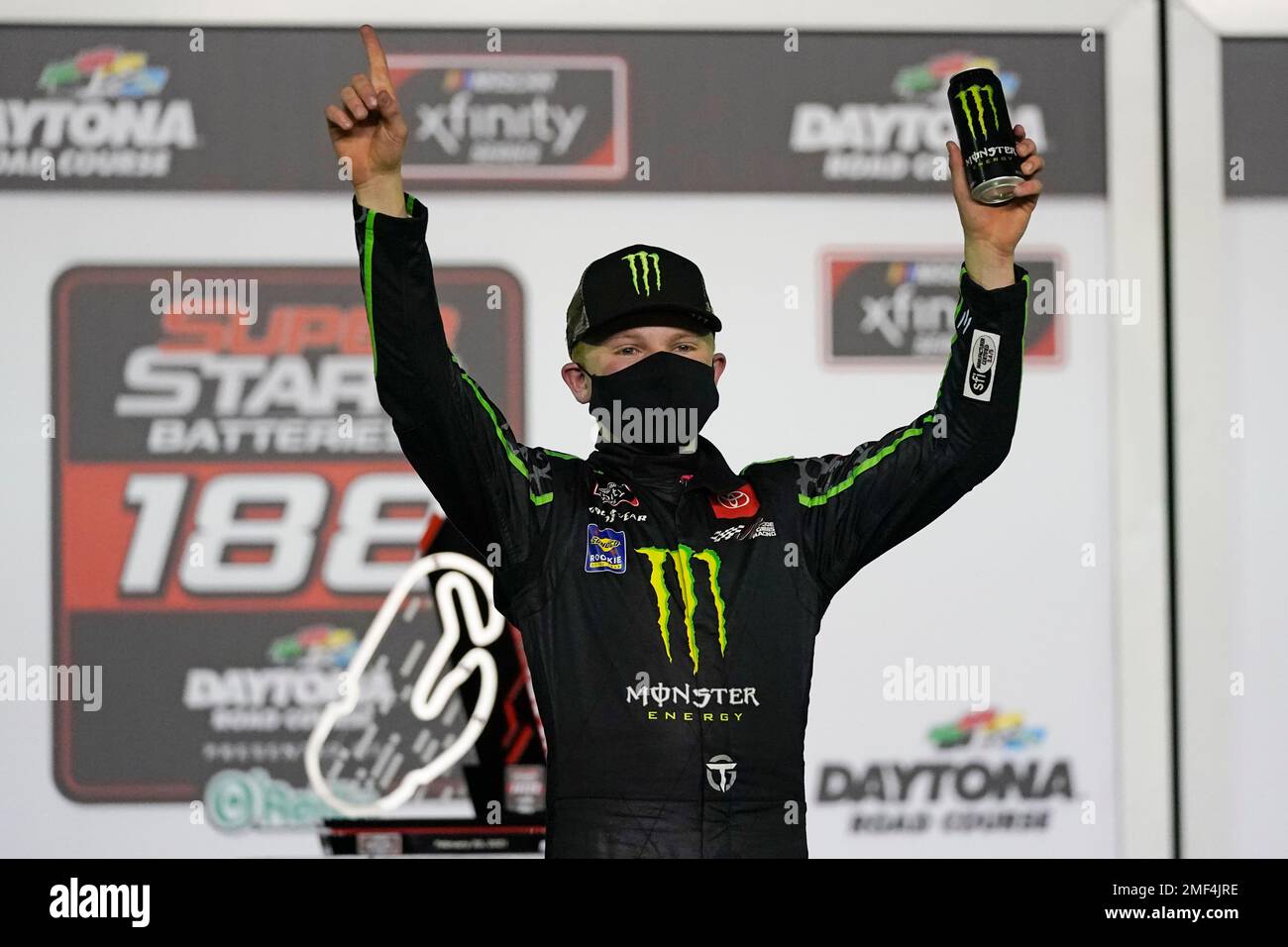 Ty Gibbs celebrates in Victory Lane after winning the NASCAR Xfinity ...