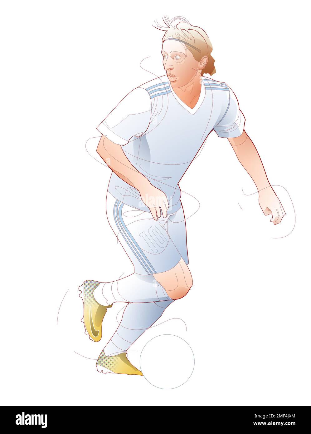 Digital illustration of the soccer player Luka Modrić. Running from the ...