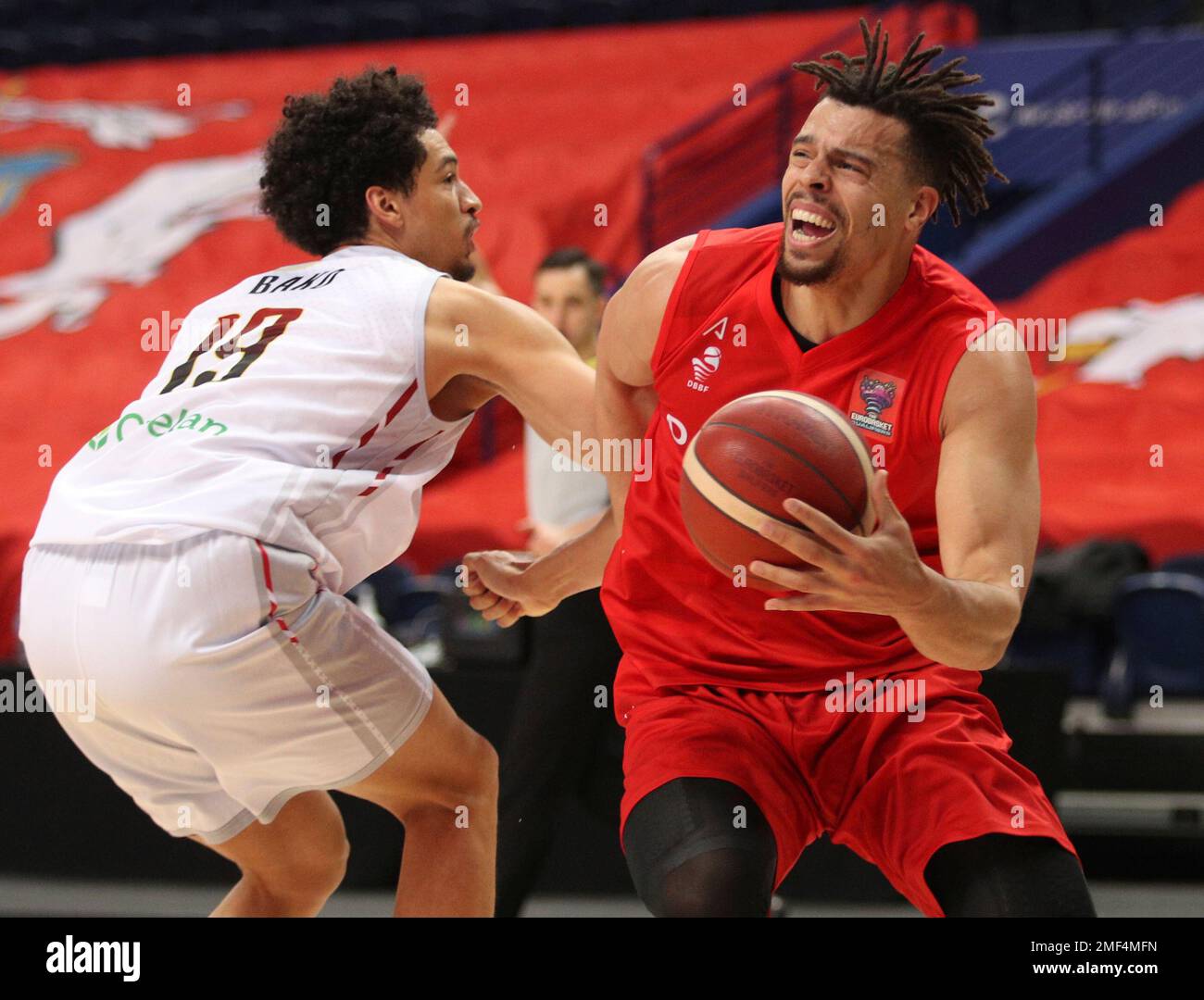 Denmark's Jonas Zohore, right, and Belgium's Ismael Bako, left ...