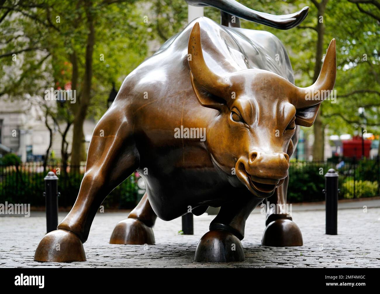 FILE - This Sept. 8, 2020 file photo shows The Charging Bull statue in ...