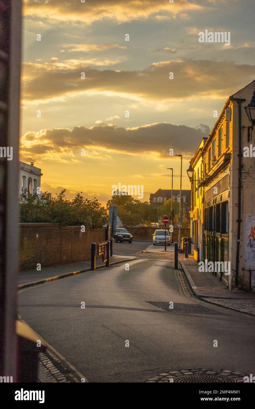 Deserted english road at sunset hi-res stock photography and images - Alamy