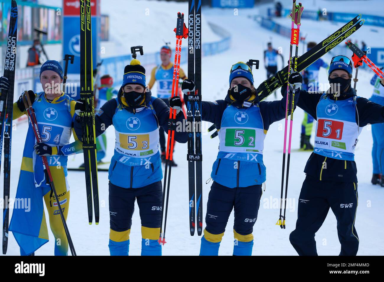 Second placed, from left, Sebastian Samuelsson, Martin Ponsiluoma ...
