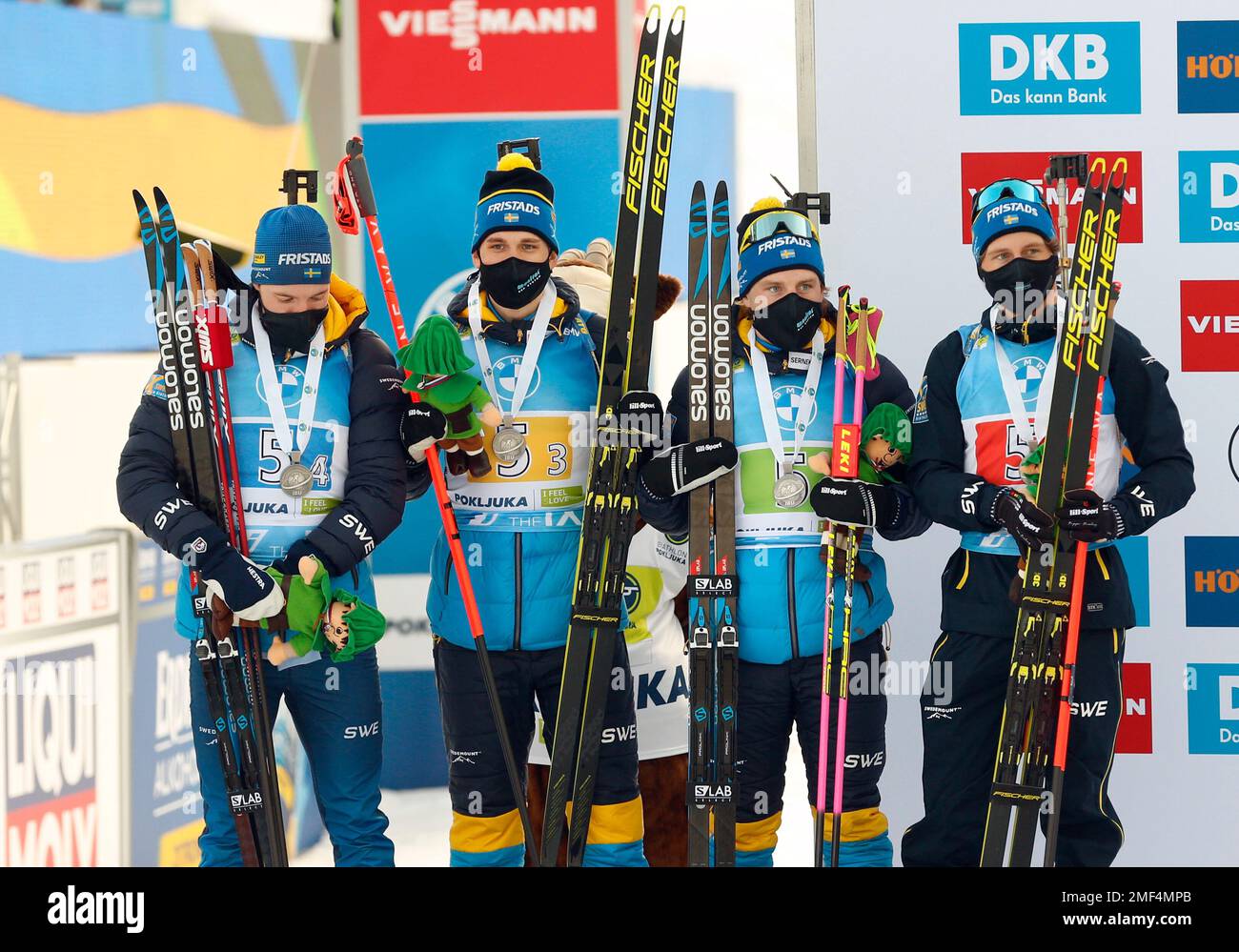 Second placed, from left, Sebastian Samuelsson, Martin Ponsiluoma ...