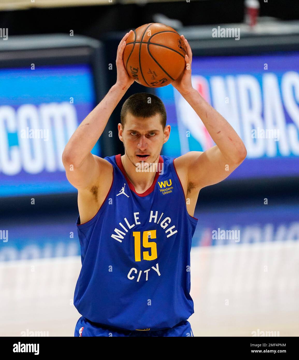 Denver Nuggets center Nikola Jokic (15) in the first half of an NBA ...