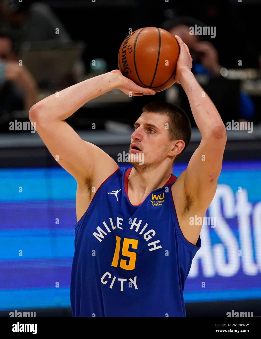 Denver Nuggets center Nikola Jokic (15) in the first half of an NBA ...