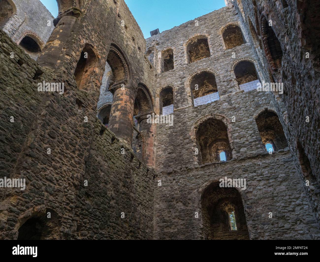 General view inside the impressive ruin of Rochester Castle, Rochester ...