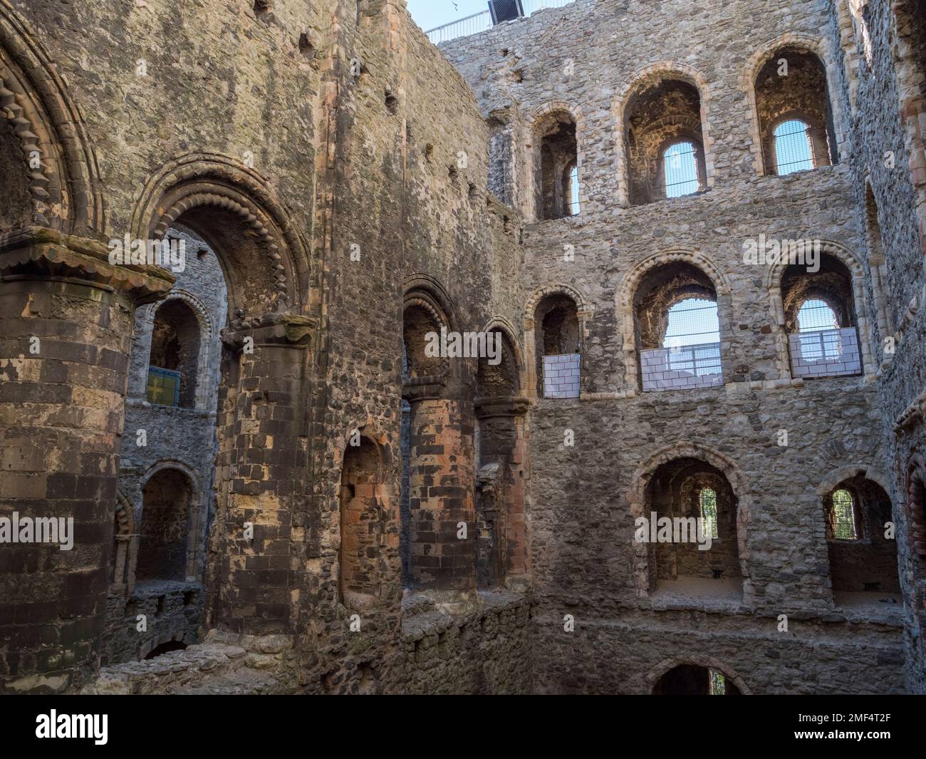 General view inside the impressive ruin of Rochester Castle, Rochester ...