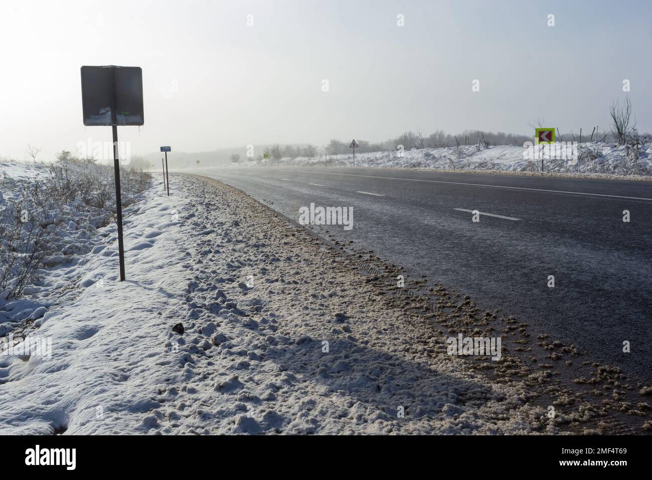 winter road and snow with landscape of trees with frost Stock Photo - Alamy