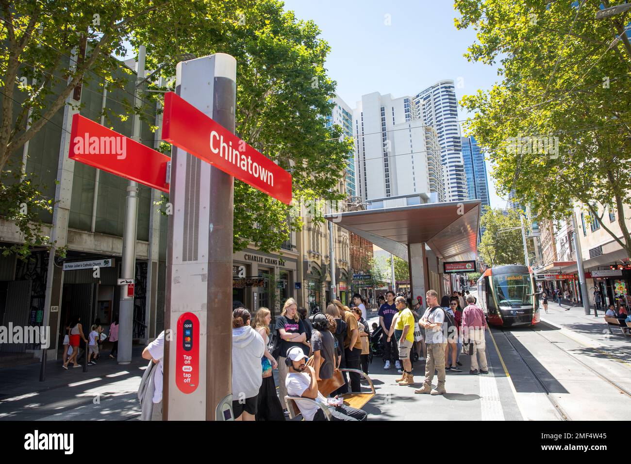 Sydney light rail station stop in Chinatown on George street ...