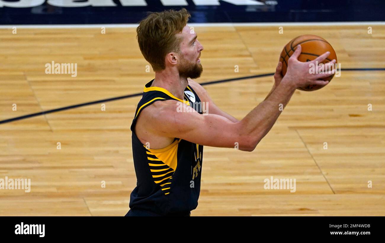 Indiana Pacers' Domantas Sabonis plays in an NBA basketball game ...