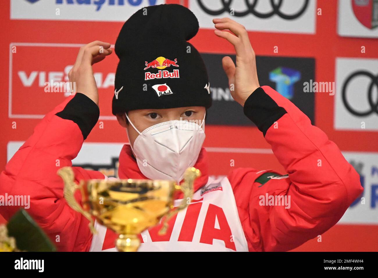 Japan's Ryoyu Kobayashi attends a press conference after winning first ...