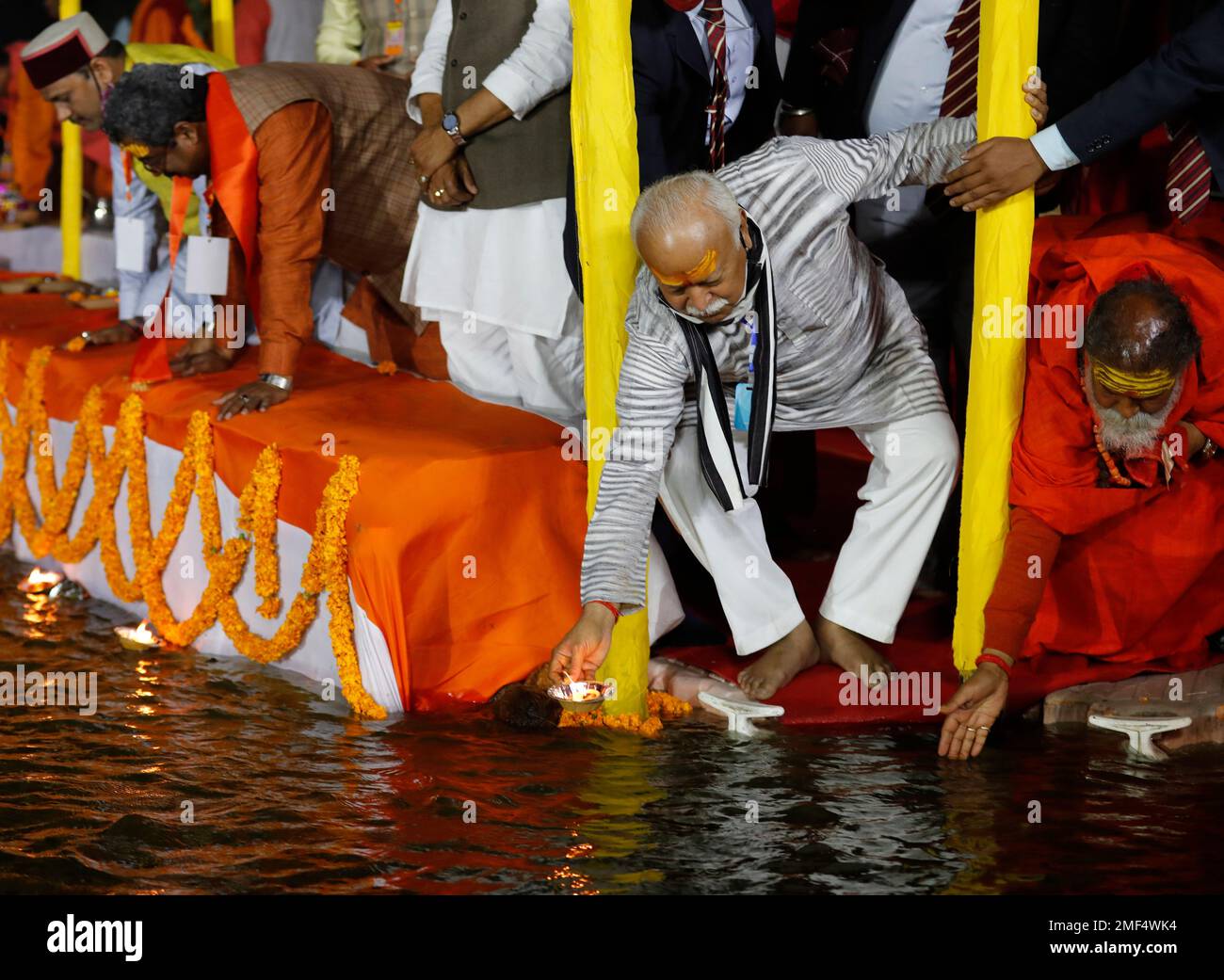 Hindu nationalist Rashtriya Swayamsevak Sangh (RSS) chief Mohan Bhagwat ...