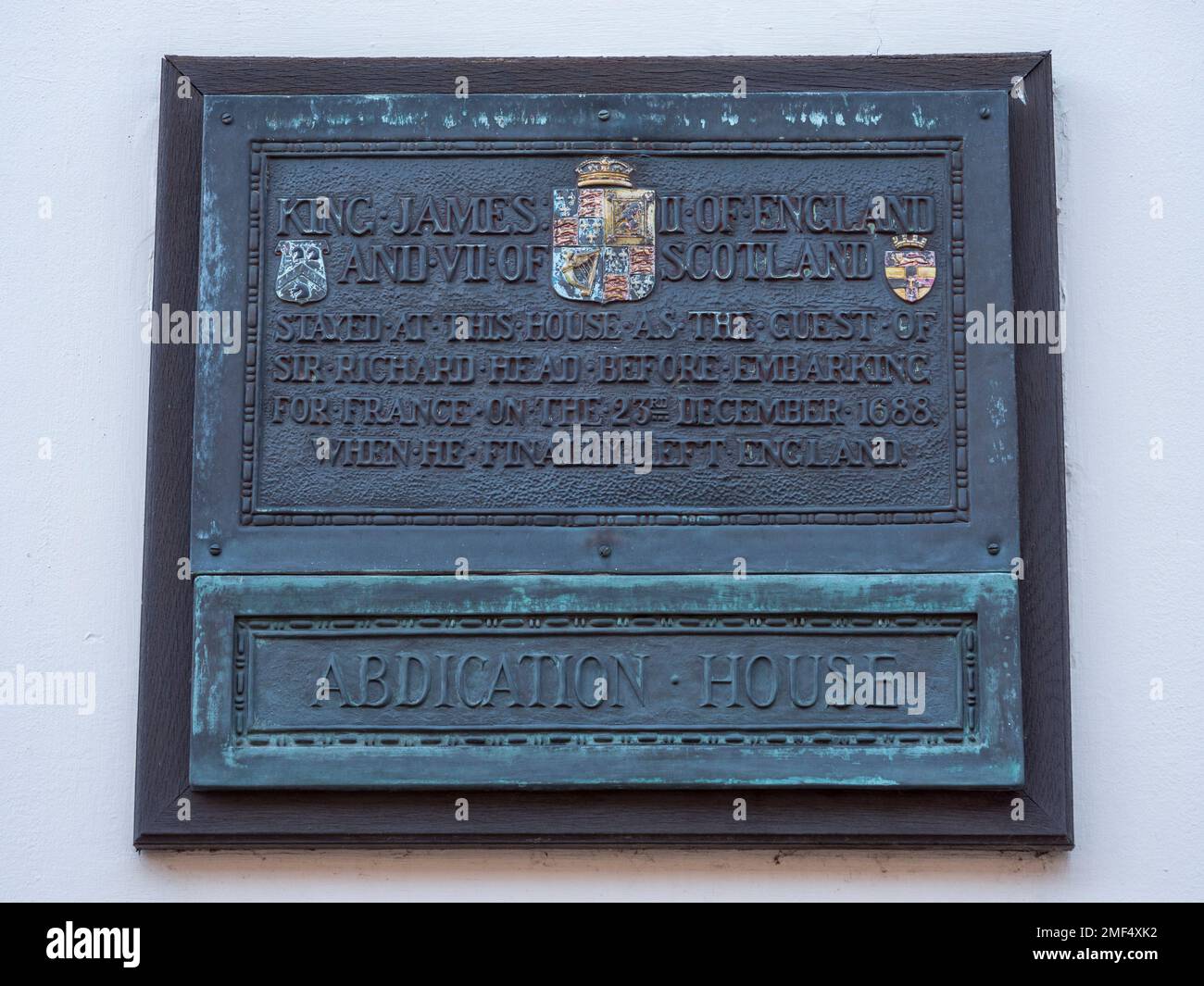 Plaque on Abdication House, where King James II (known as King James ...