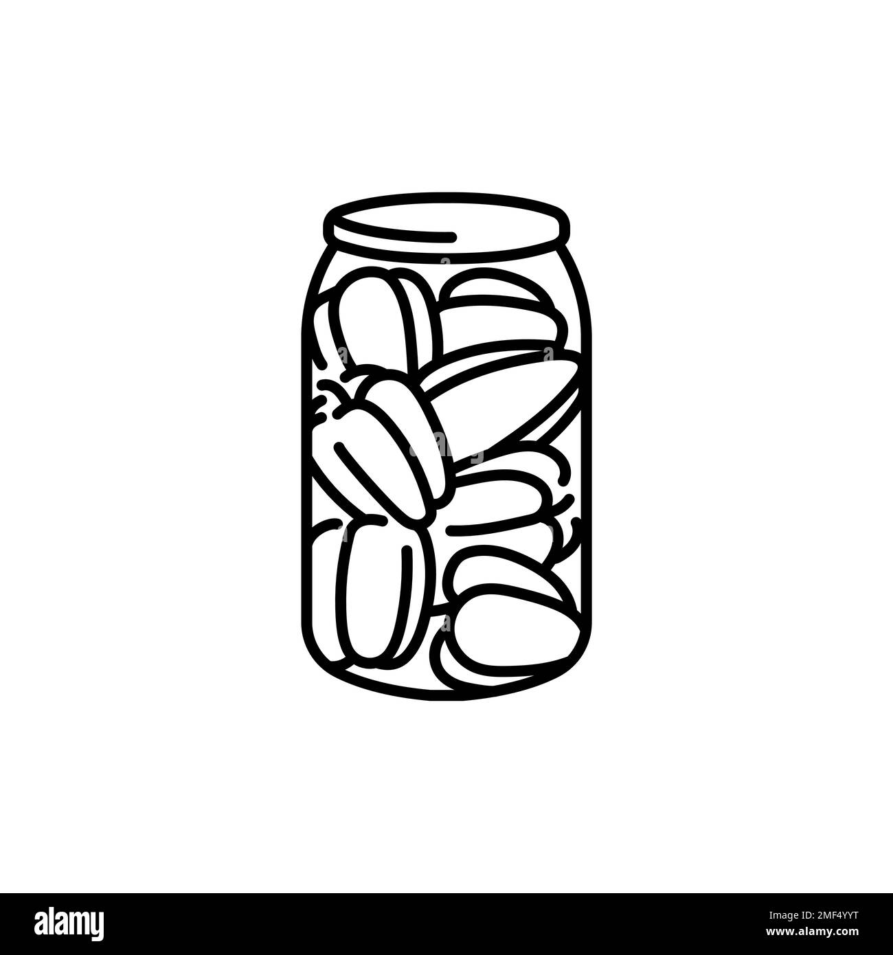 Pickled peppers in a jar color line icon. Homemade canned food Stock ...