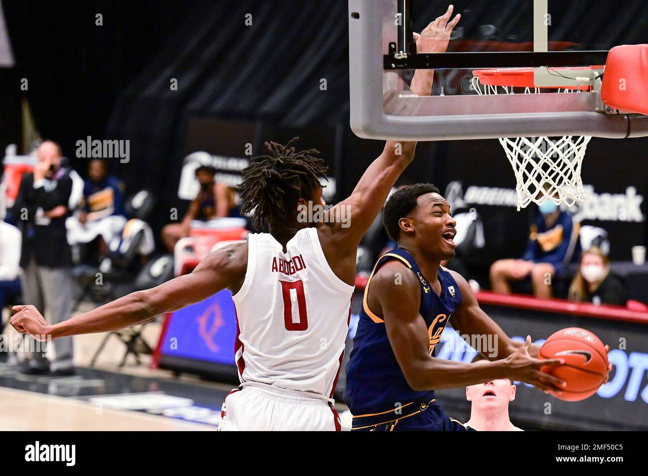 California guard Jalen Celestine (32) attempts a layup as Washington ...