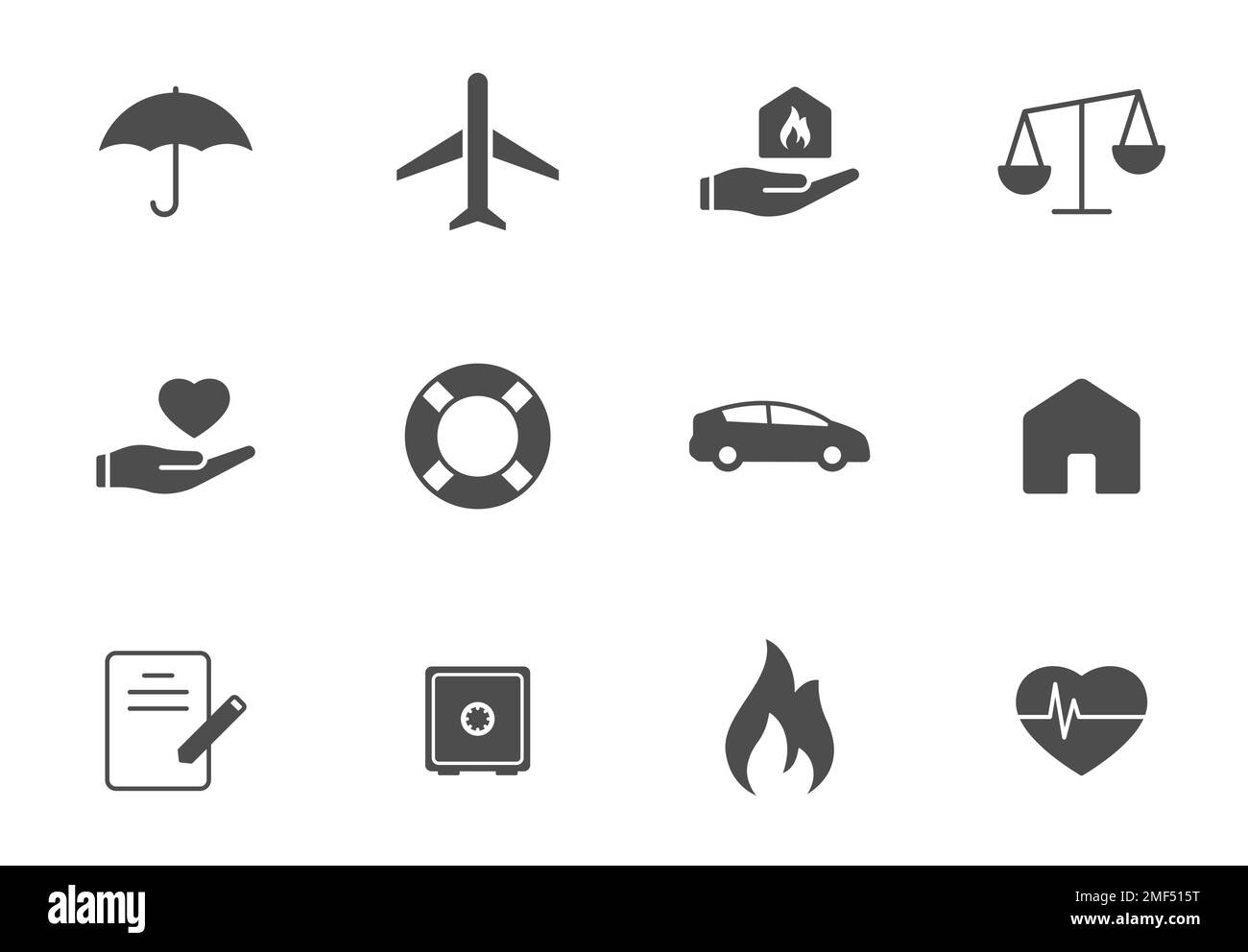 insurance silhouette vector icons isolated on white Stock Vector Image ...