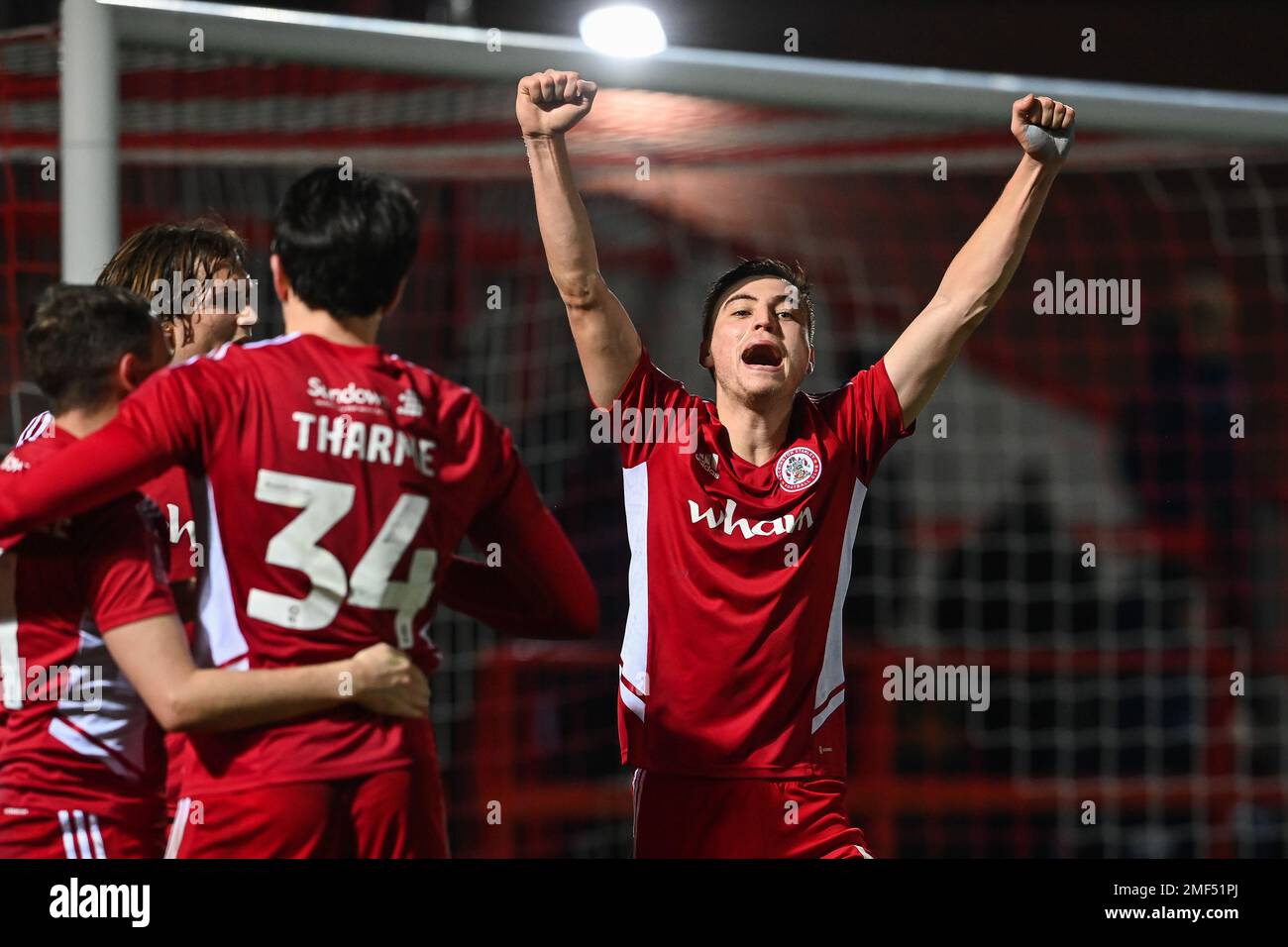Ethan Hamilton #4 of Accrington Stanley celebrates his sides win any ...