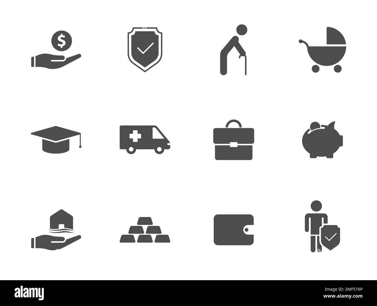 insurance silhouette vector icons isolated on white Stock Vector Image ...