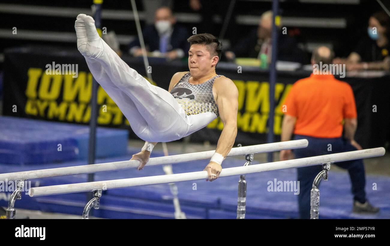Iowa's Bennet Huang during an NCAA gymnastics meets on Saturday, Feb ...
