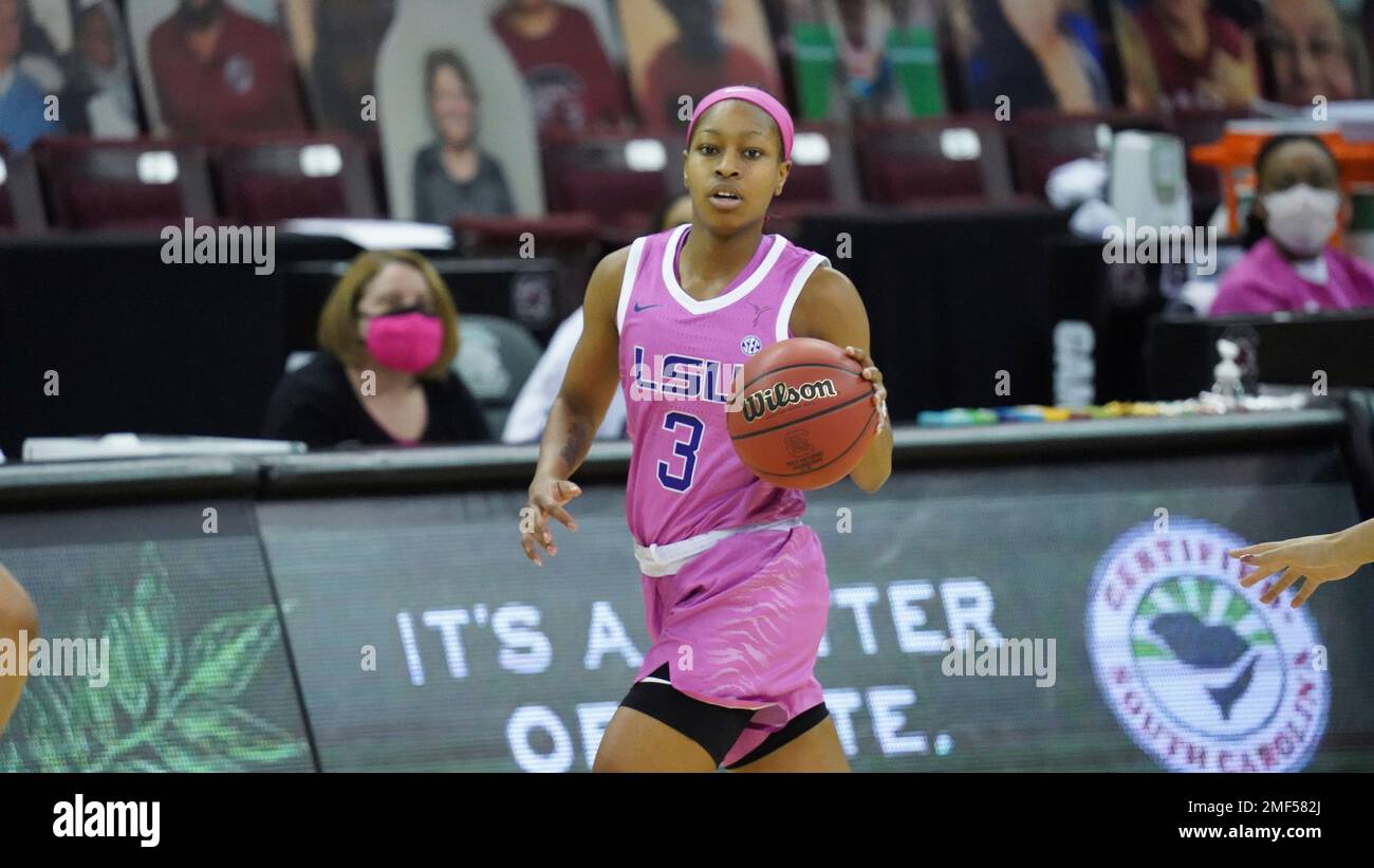 LSU guard Khayla Pointer dribbles during the second half of an NCAA ...