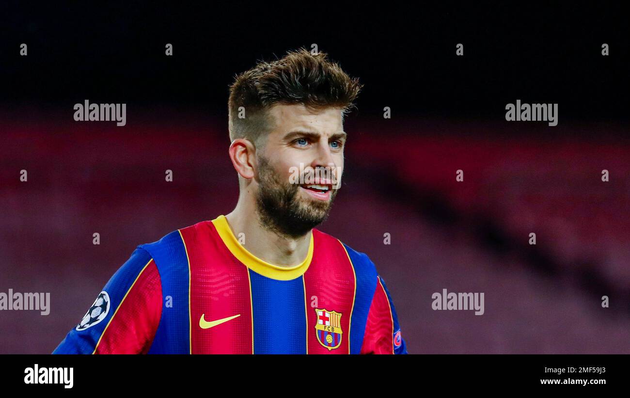 Barcelona's Gerard Pique looks on during the Champions League round of ...