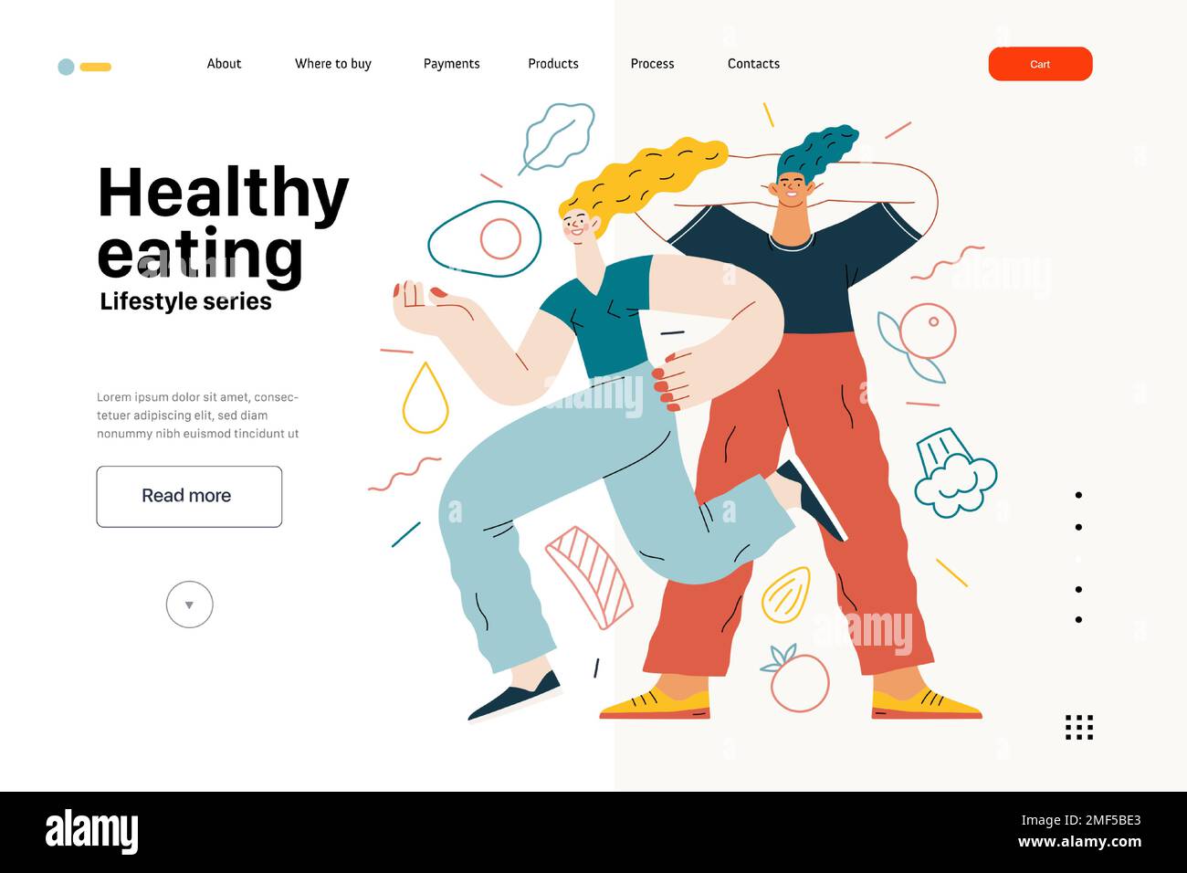 Lifestyle web template - Healthy eating - modern flat vector ...