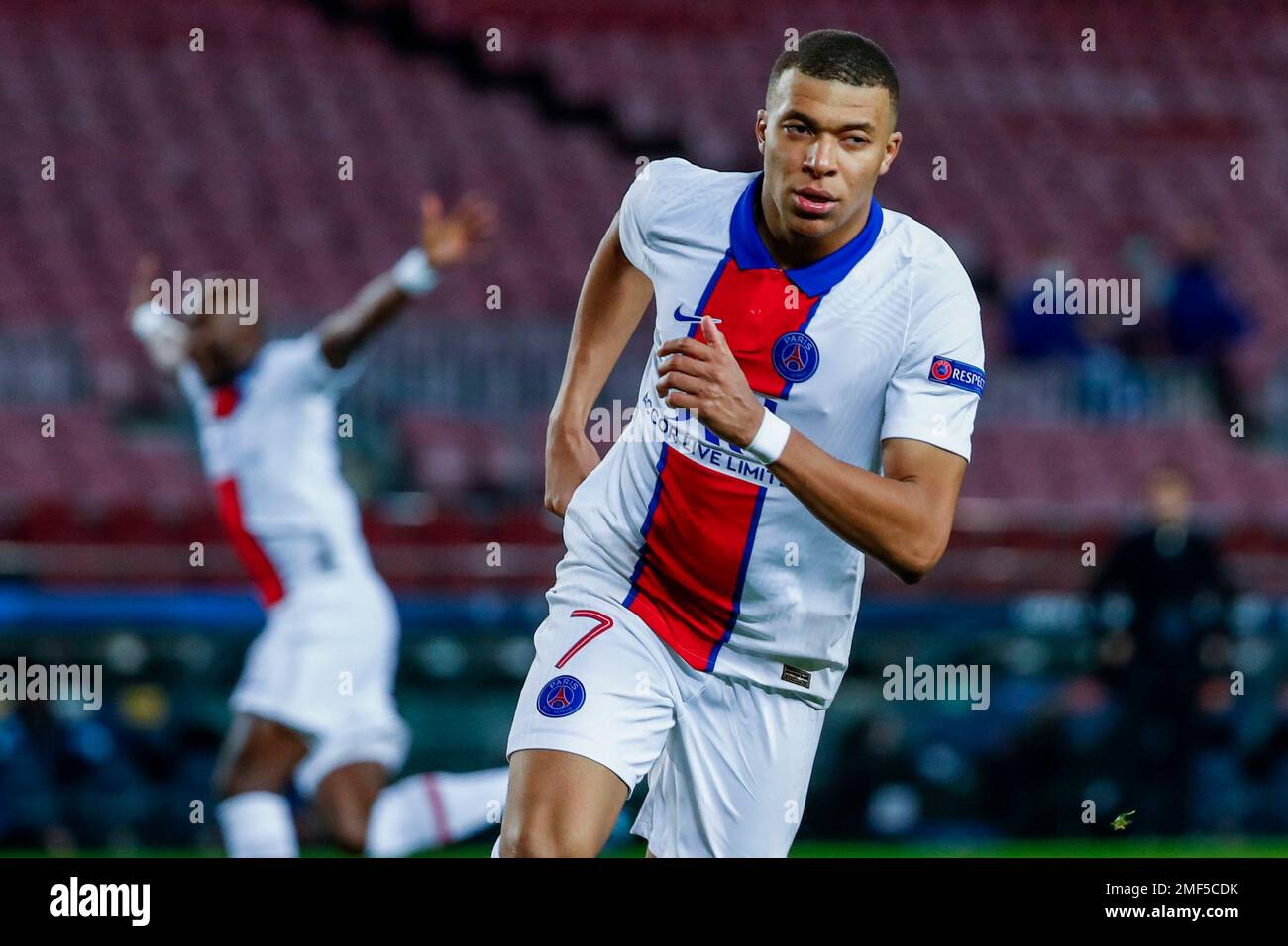 PSG's Kylian Mbappe celebrates after scoring during the Champions ...