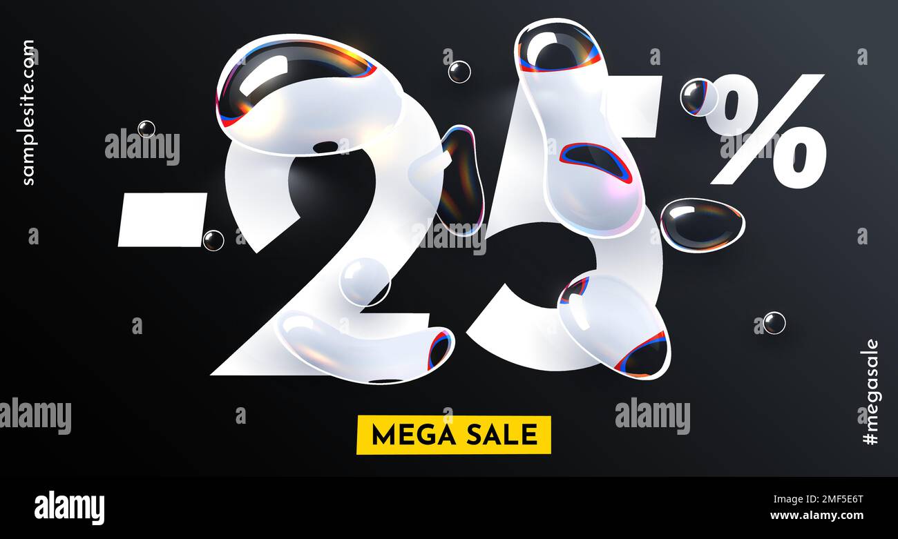 25 percent Off. Discount creative composition with water drops. Fresh ...