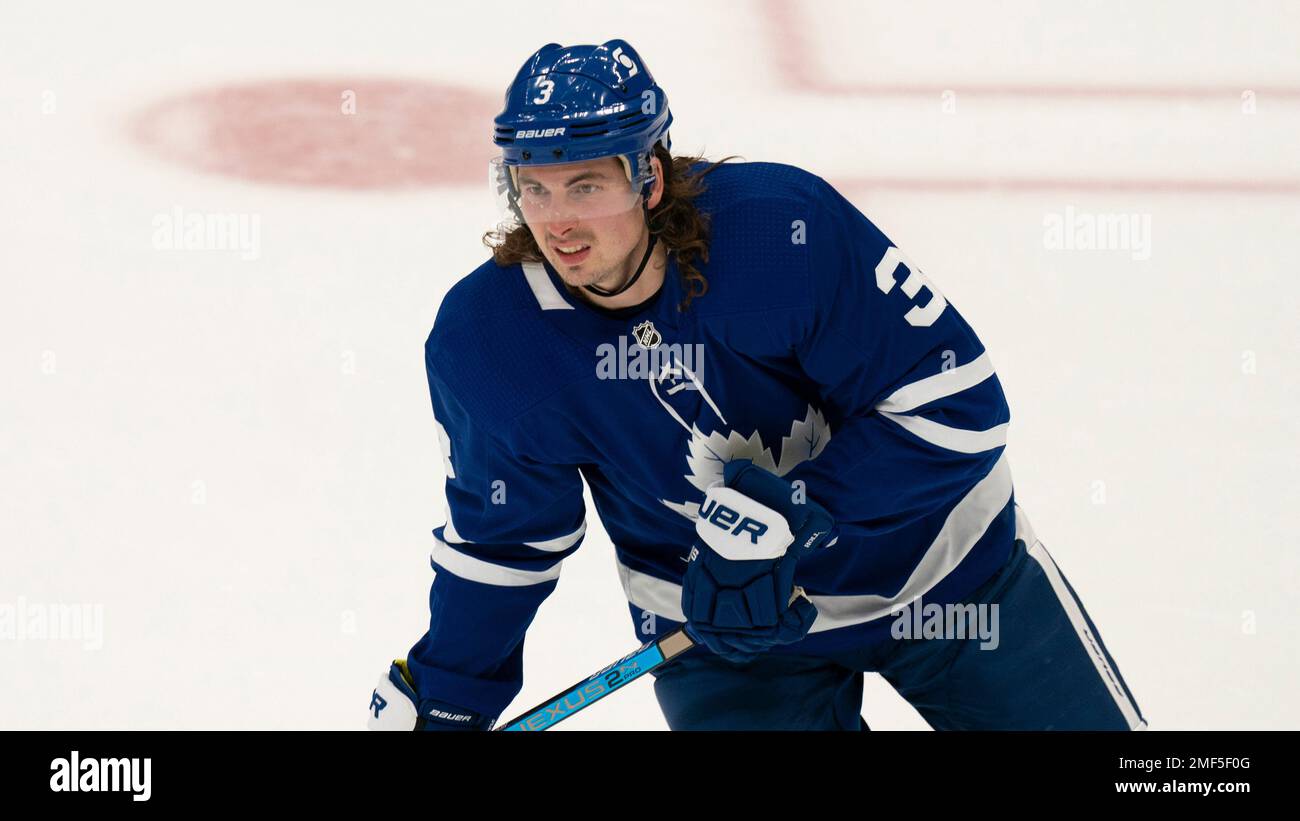 Toronto Maple Leafs defenseman Justin Holl (3) during an NHL hockey ...