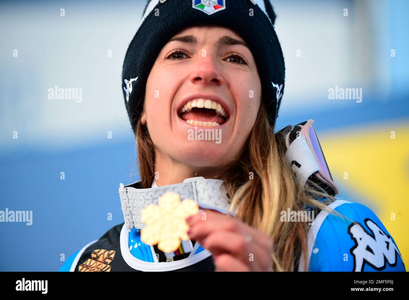 Italy's Marta Bassino shows the gold medal of the parallel giant slalom ...