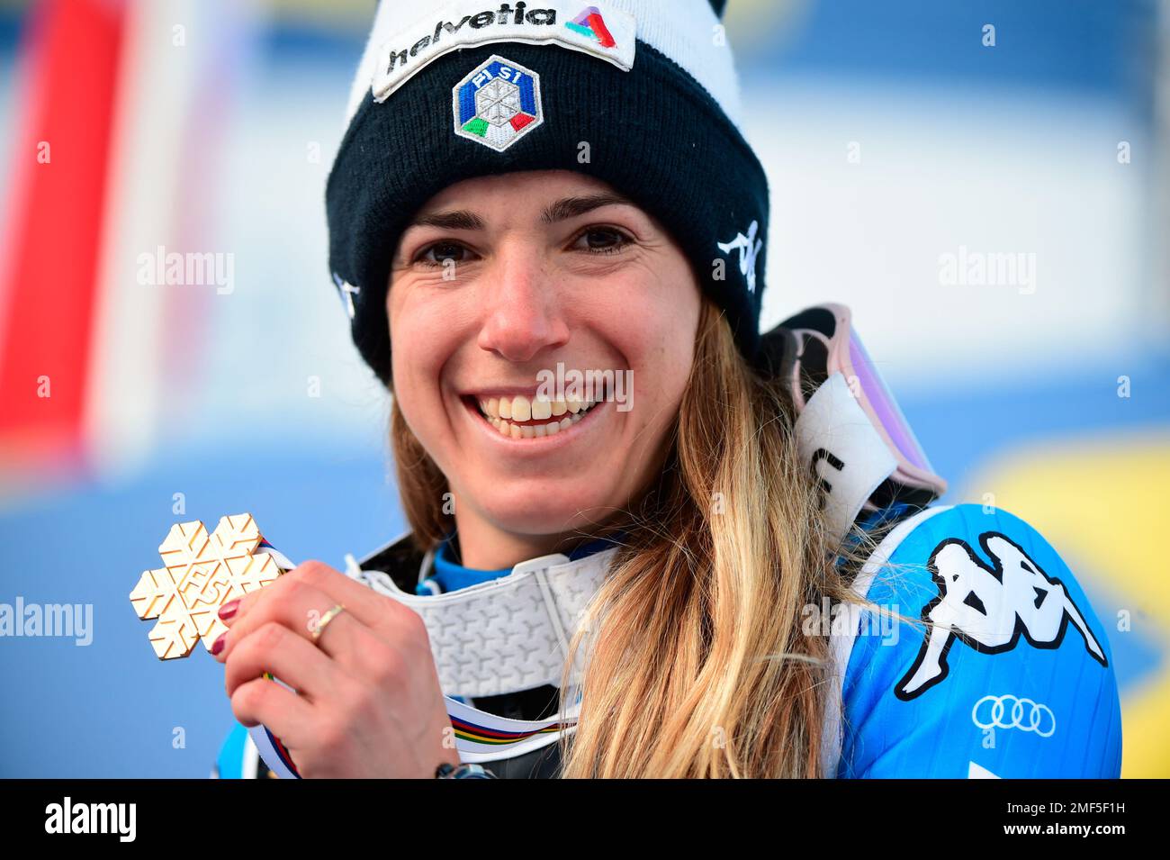Italy's Marta Bassino shows the gold medal of the parallel giant slalom ...