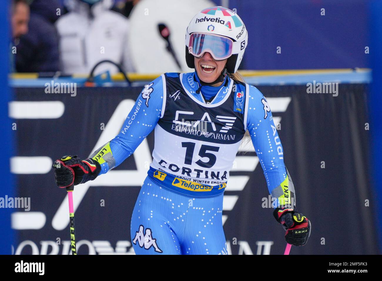 Italy's Marta Bassino celebrates after winning the gold medal of the ...