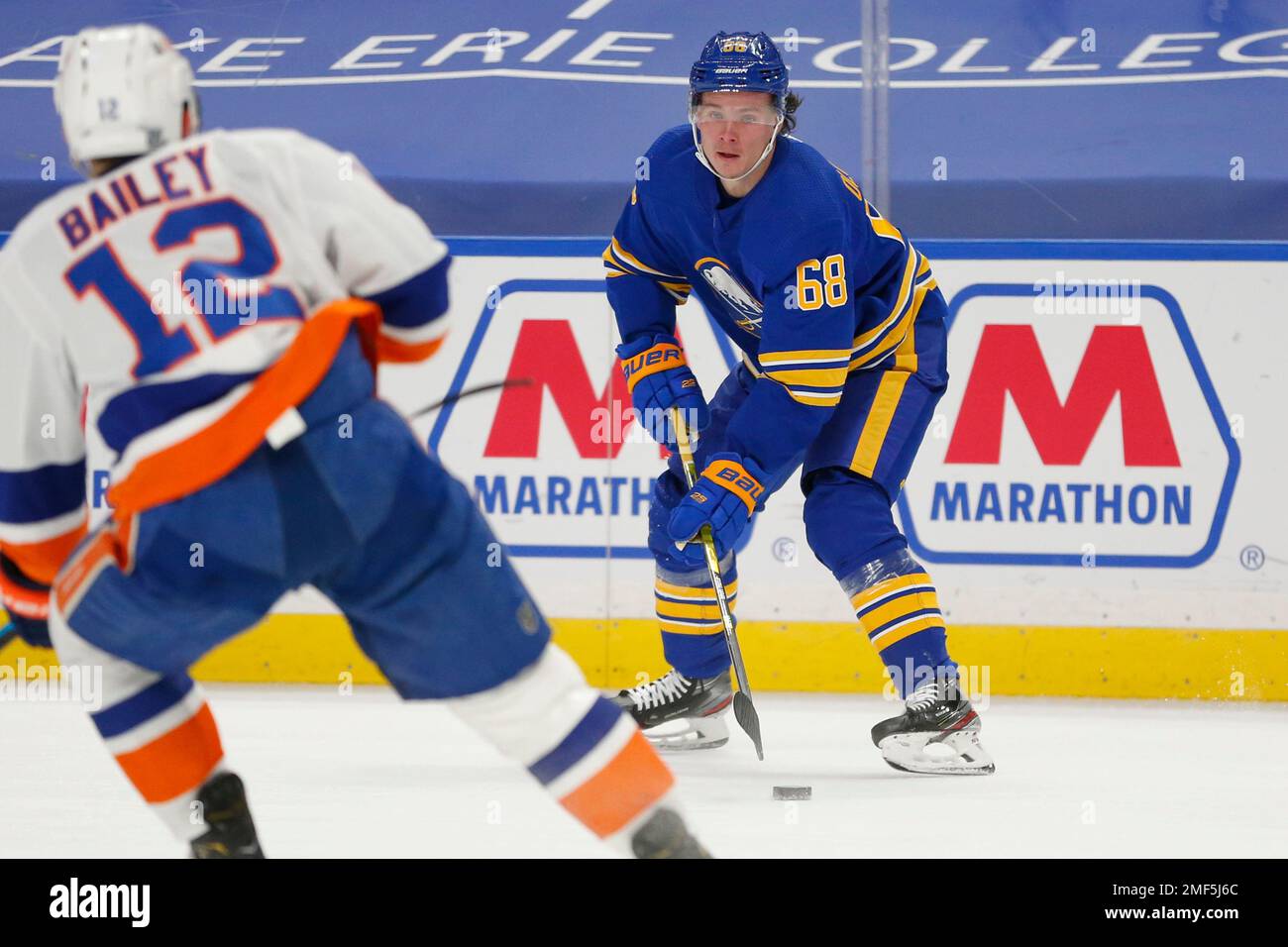 Buffalo Sabres forward Victor Olofsson (68) carries the puck during the ...
