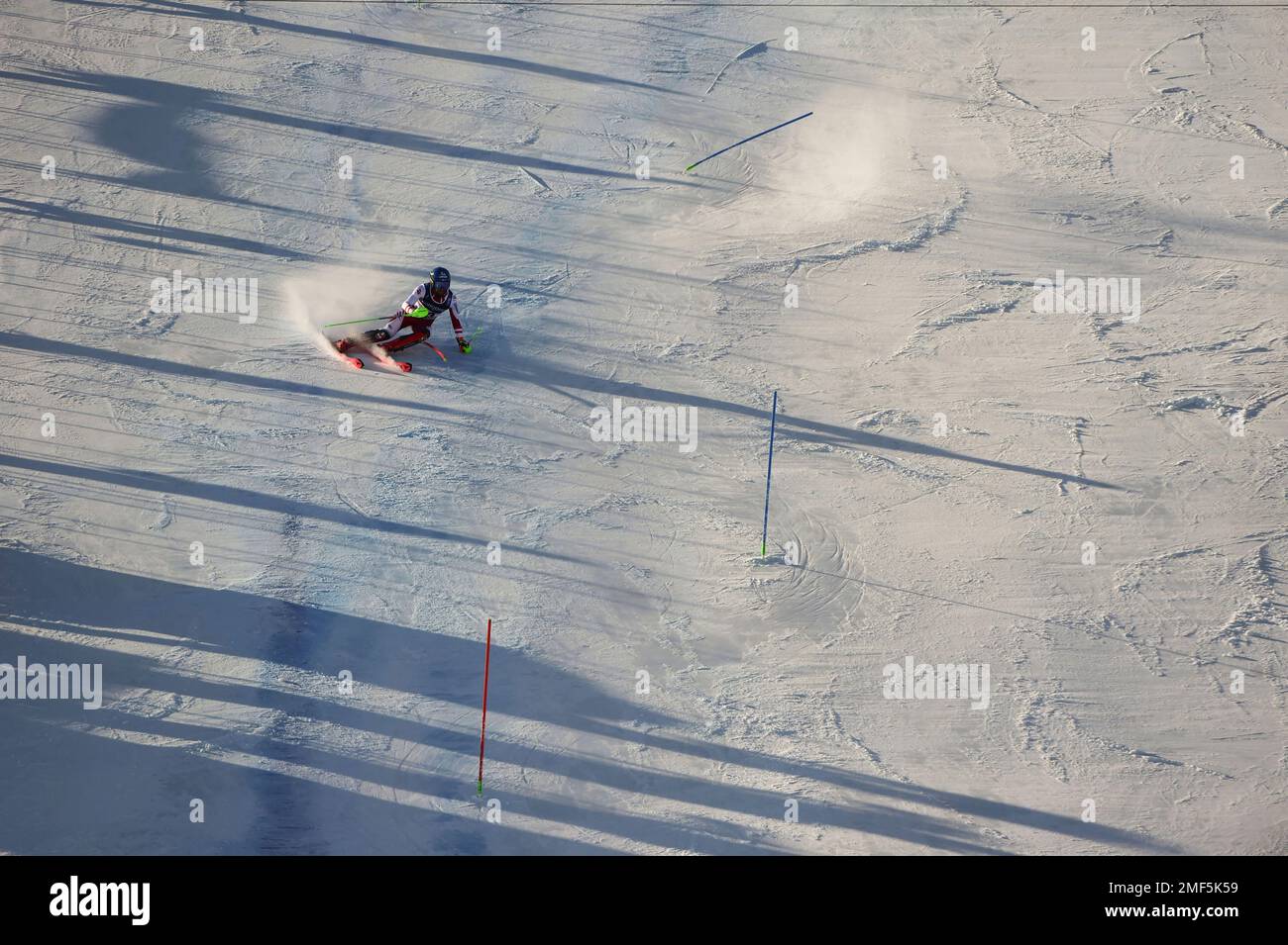 Austria's Marco Schwarz competes during the slalom portion of the men's ...