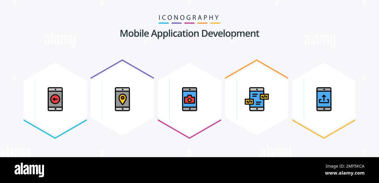 Mobile Application Development 25 FilledLine icon pack including ...