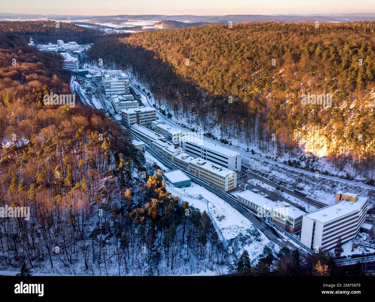 An aerial view of an industry compound containing the factory of the ...