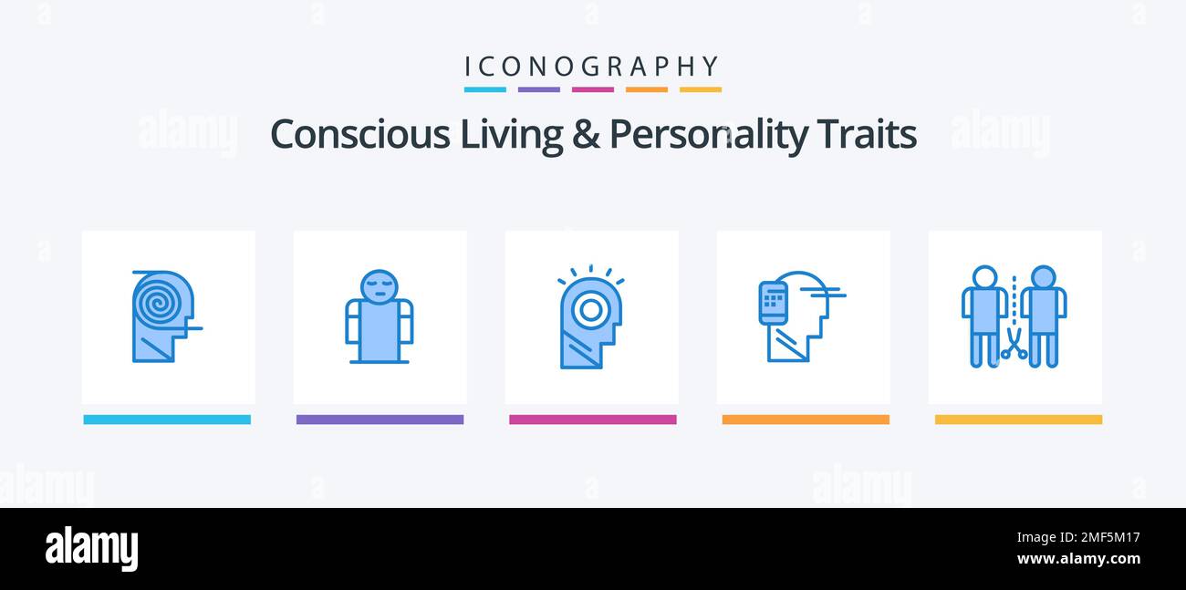 Concious Living And Personality Traits Blue 5 Icon Pack Including ...