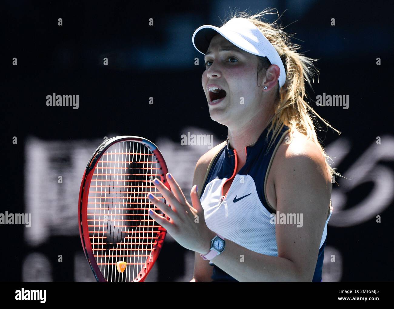 Croatia's Donna Vekic reacts during her fourth round match against ...