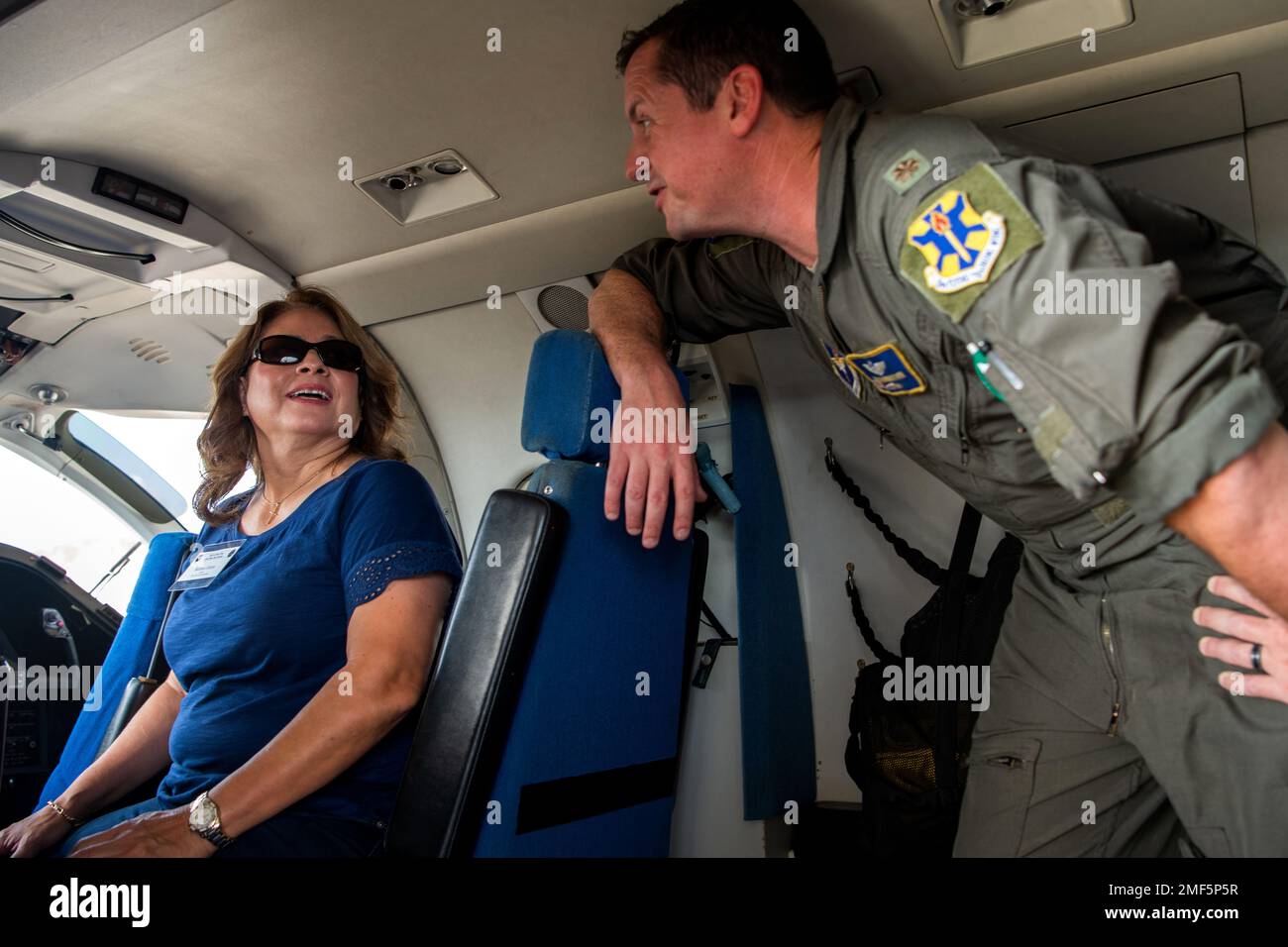 Melissa Ochoa (left), 502nd Judge Advocate honorary commander, sits in ...