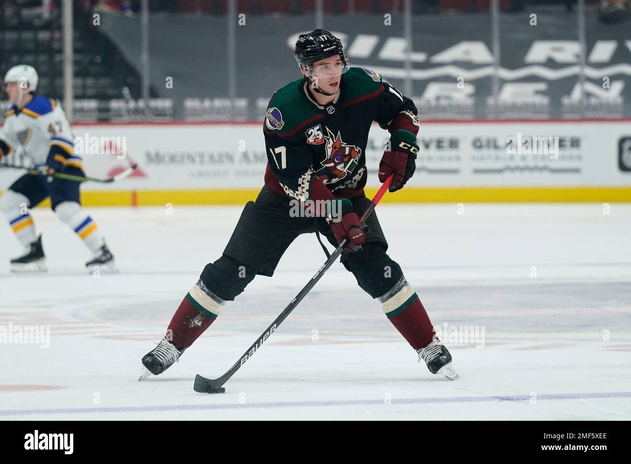 Arizona Coyotes center Tyler Pitlick (17) in the first period during an ...