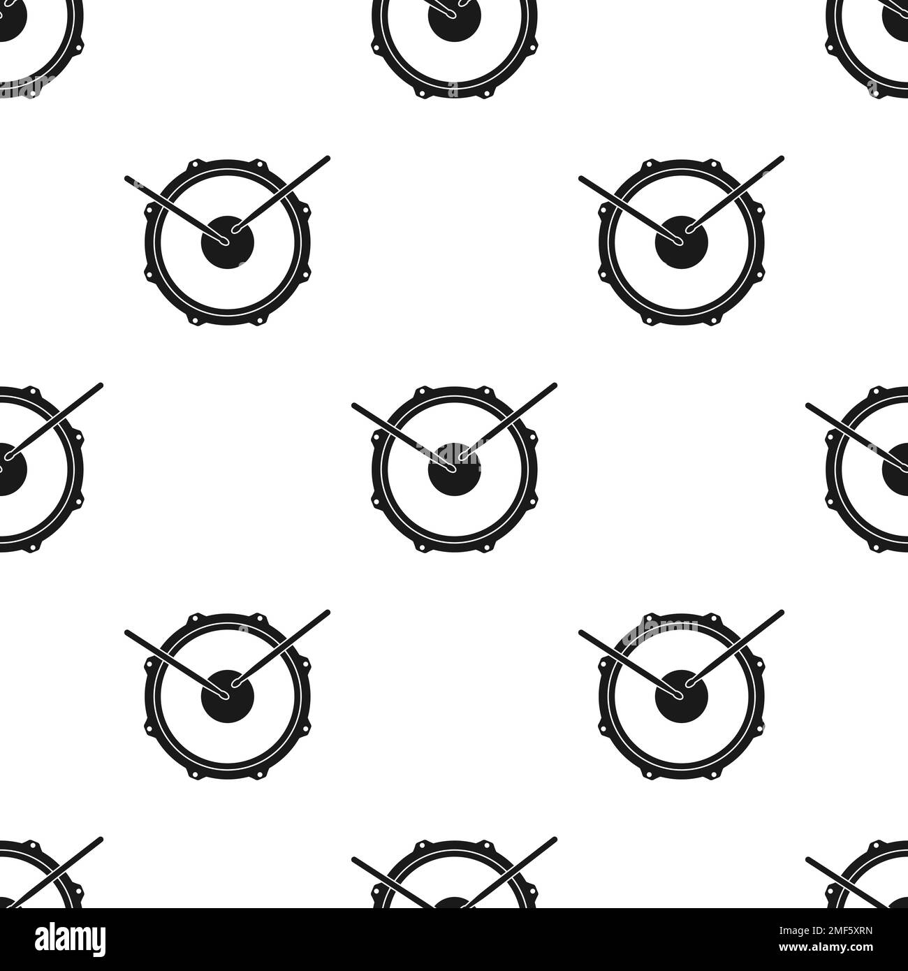 Seamless ornament with Snare drum and drumsticks. Rock music pattern ...