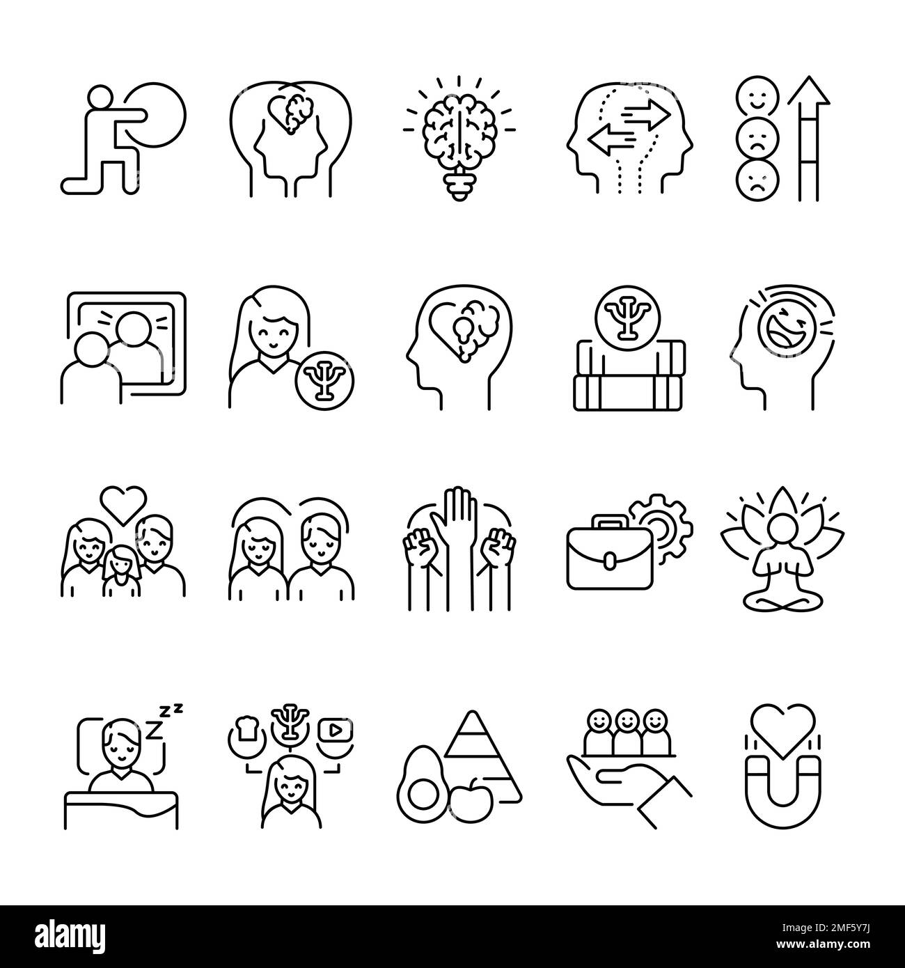 Mental health outline icons Black and White Stock Photos & Images - Alamy