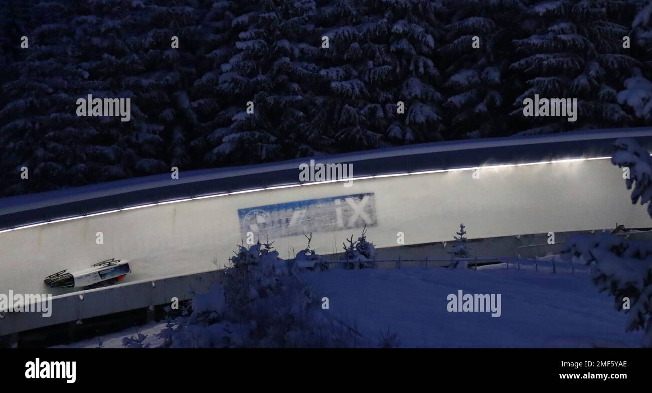 The sled of team Simon Friedli, Adrian Faessler, Dominik Schlaepfer and ...