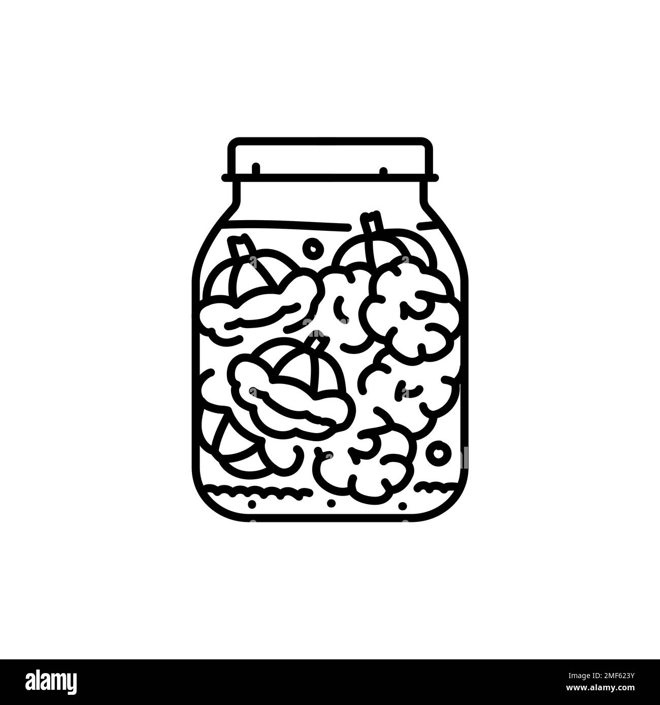 Pickled squash in a jar color line icon. Homemade canned food Stock ...