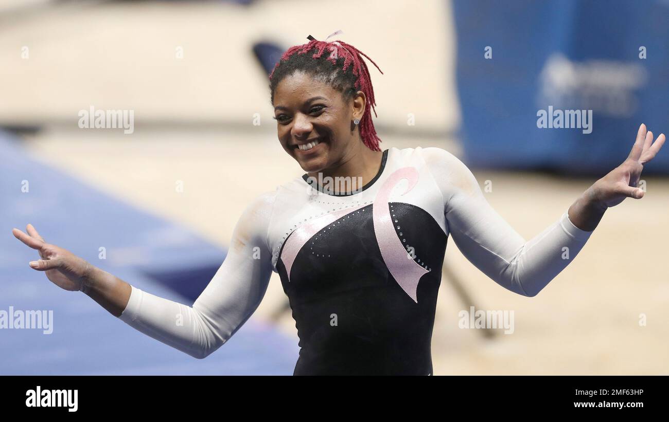 University of Denver's Lynnzee Brown performs on the floor exercise ...