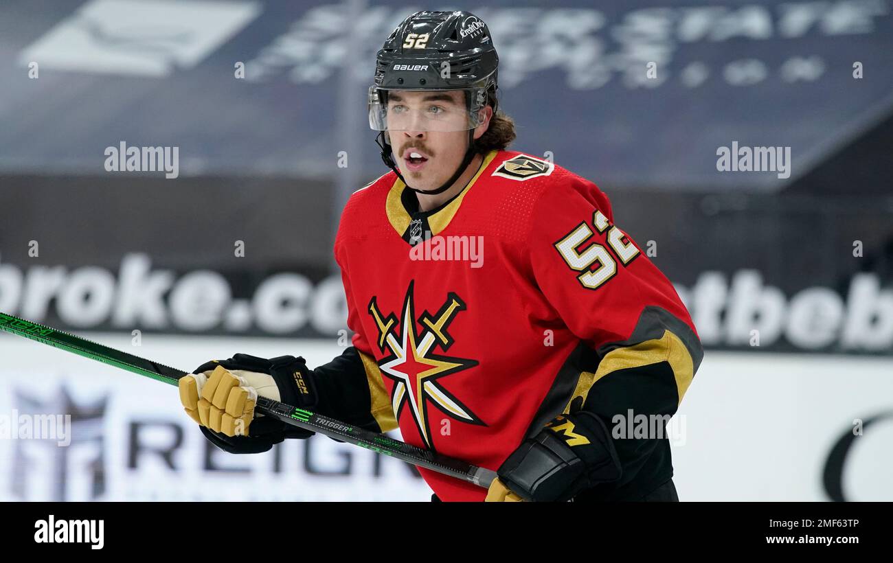 Vegas Golden Knights defenseman Dylan Coghlan (52) plays against the ...