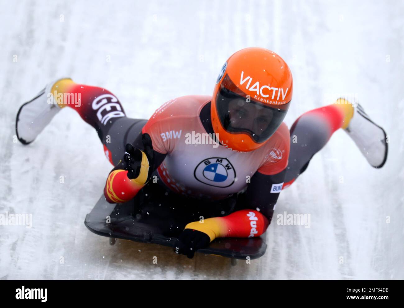 Germany's Tina Hermann reacts at the end of her run during the women's ...