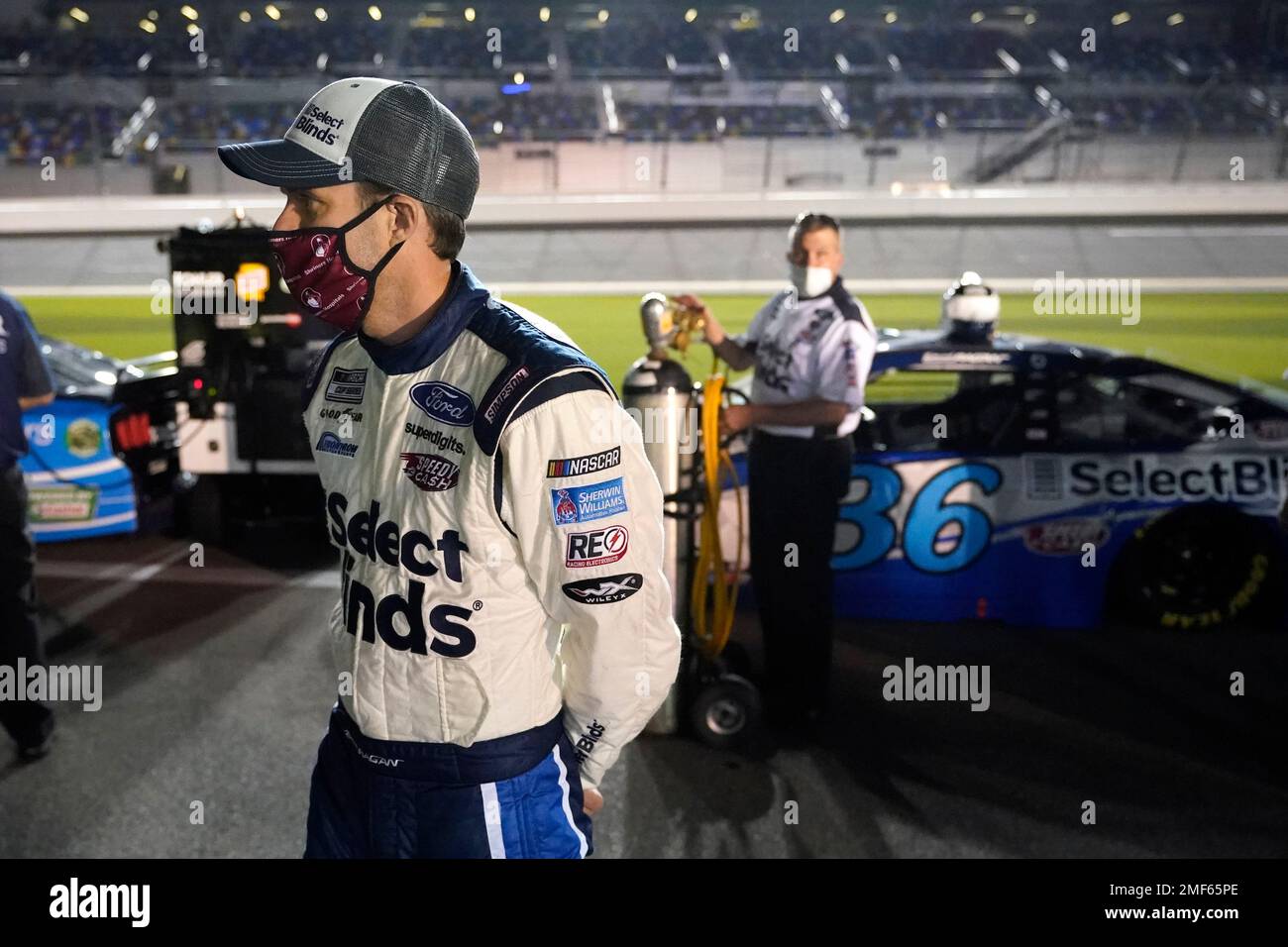 David Ragan stands on pit road before NASCAR Daytona 500 auto race ...